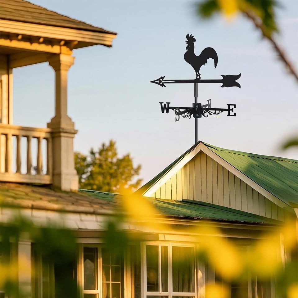 Rooster Metal Weather Vane Wind Direction Indicator Outdoor Weather Vanes Roo... | eBay