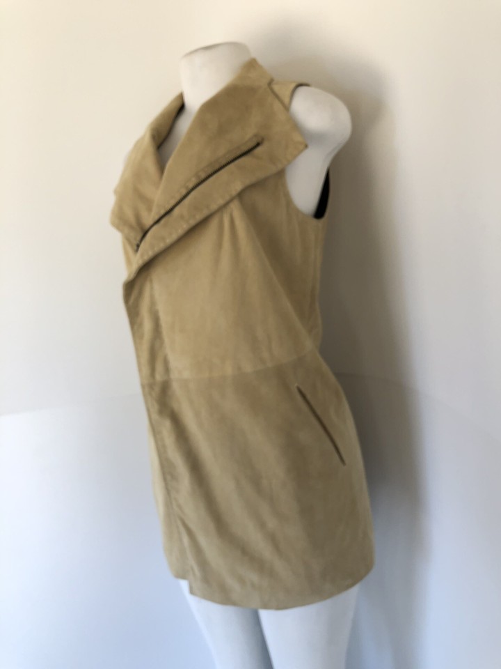 Jarbo Beige Suede Leather Vest Jacket Cool Unique Sz 34 M | eBay