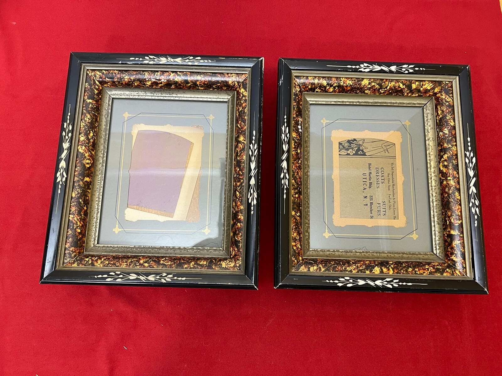 Pair Of Antique Deep Well Frames W Glass & Matts 14”x12.25” - Set of 2 ...
