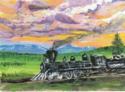 ACEO/2.5X3.5 LTD Print "Blue Mountain Express" Train Print by artist ...