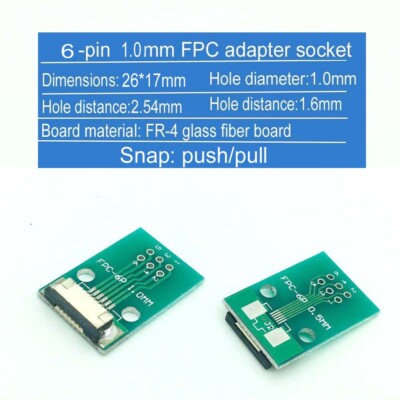 10PCS 6-pin FPC/FFC Flat Flexible Cable Adapter Board 1.0mm to 2.54mm ...