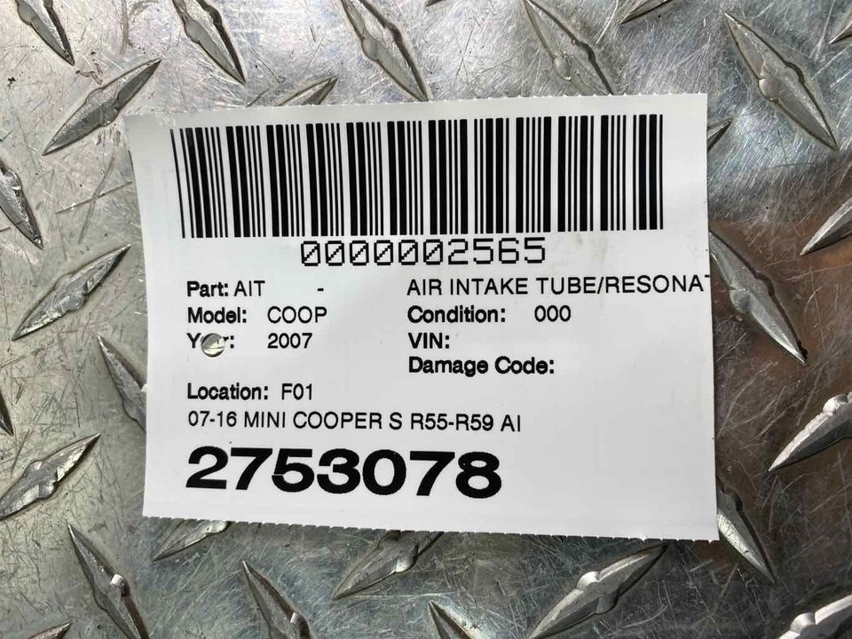 07-16 MINI COOPER S R55-R59 AIR INTAKE HOSE TUBE 13712753078 OEM | eBay