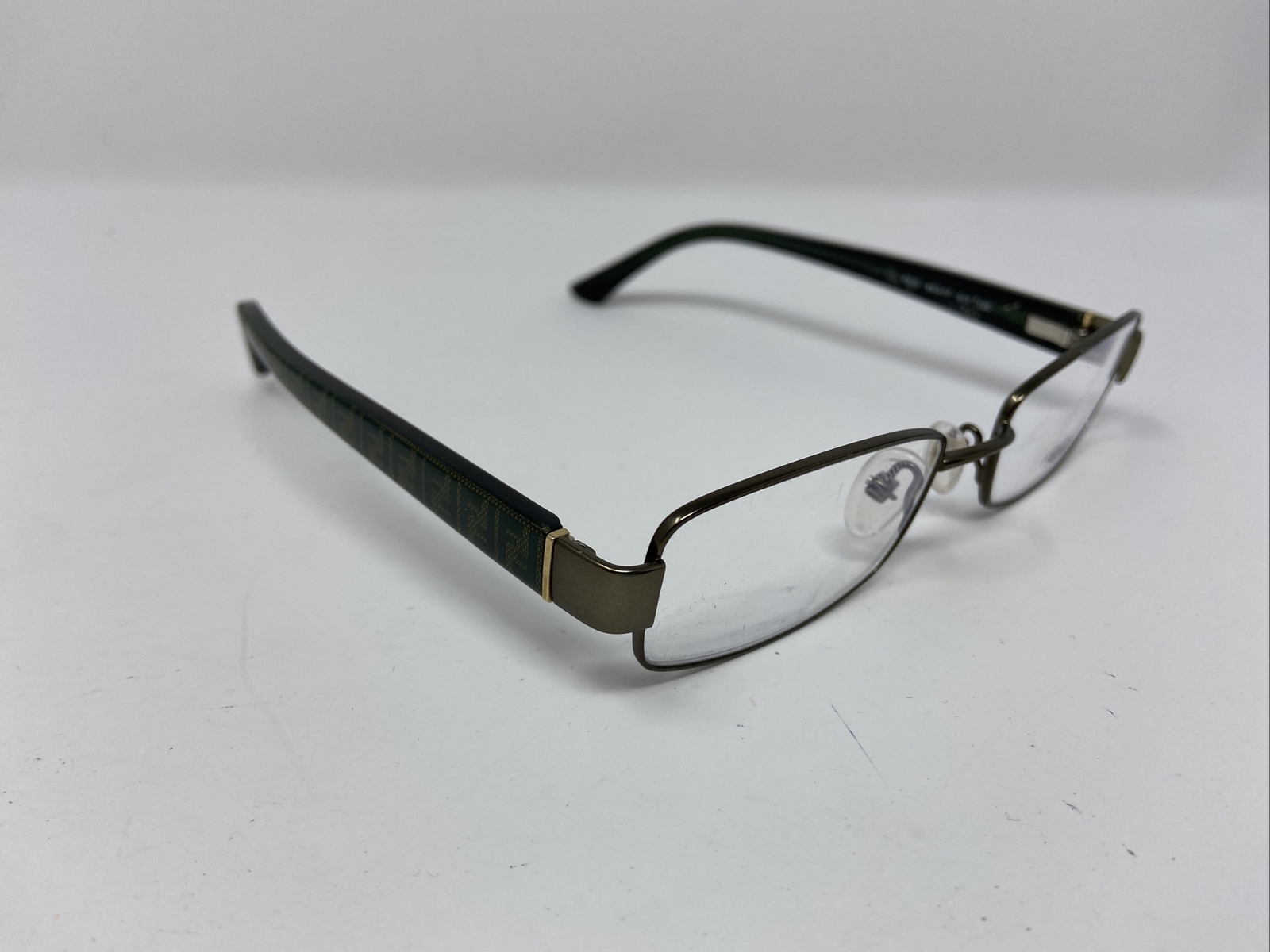 FENDI EYEGLASSES FRAME F910 49/17/135 SILVER/GREEN FULL RIM G712 | eBay