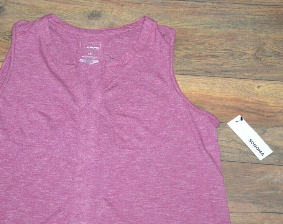 Apt 9 Sleeveless Top Modern Magenta Tank Top with Front Accent Pockets ...