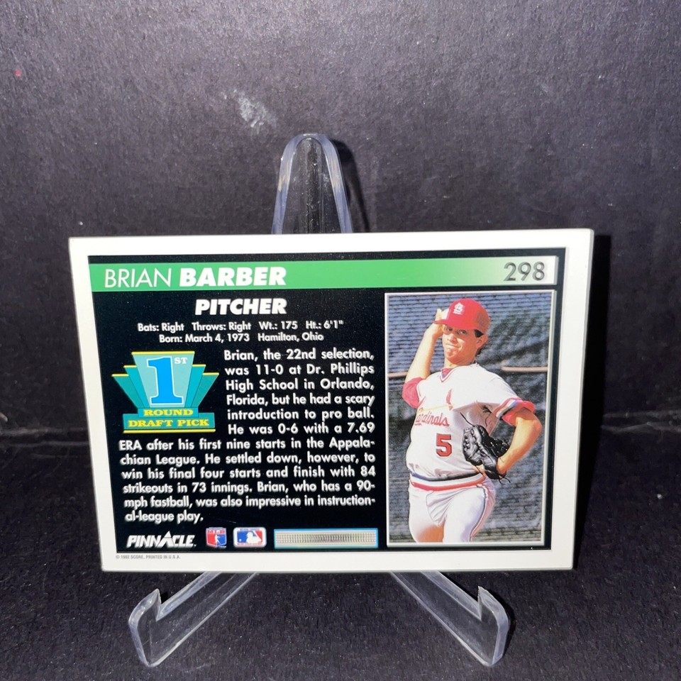 Brian Barber St Louis Cardinals 1992 Pinnacle Baseball Card 298 | eBay