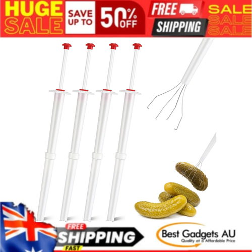 Set of 4 Pickle Picker Stainless Steel and Plastic Pickle Pincher 8 ...