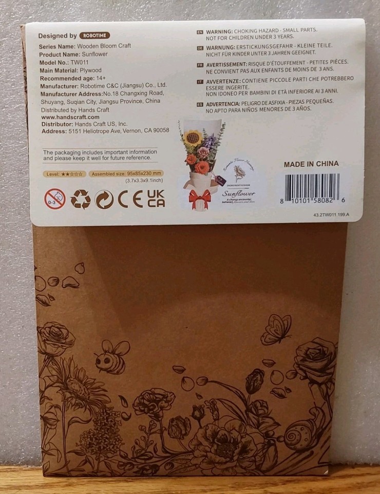 Rowood Hands Craft Sunflower Wooden Bloon Craft 86pcs Decoration Crafts ...