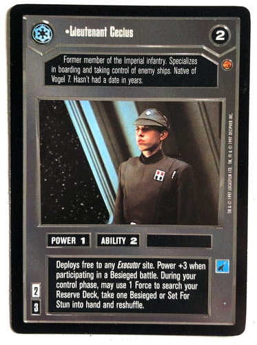 Star Wars CCG Lieutenant Cecius Cloud City DARK SIDE Decipher SWCCG ...