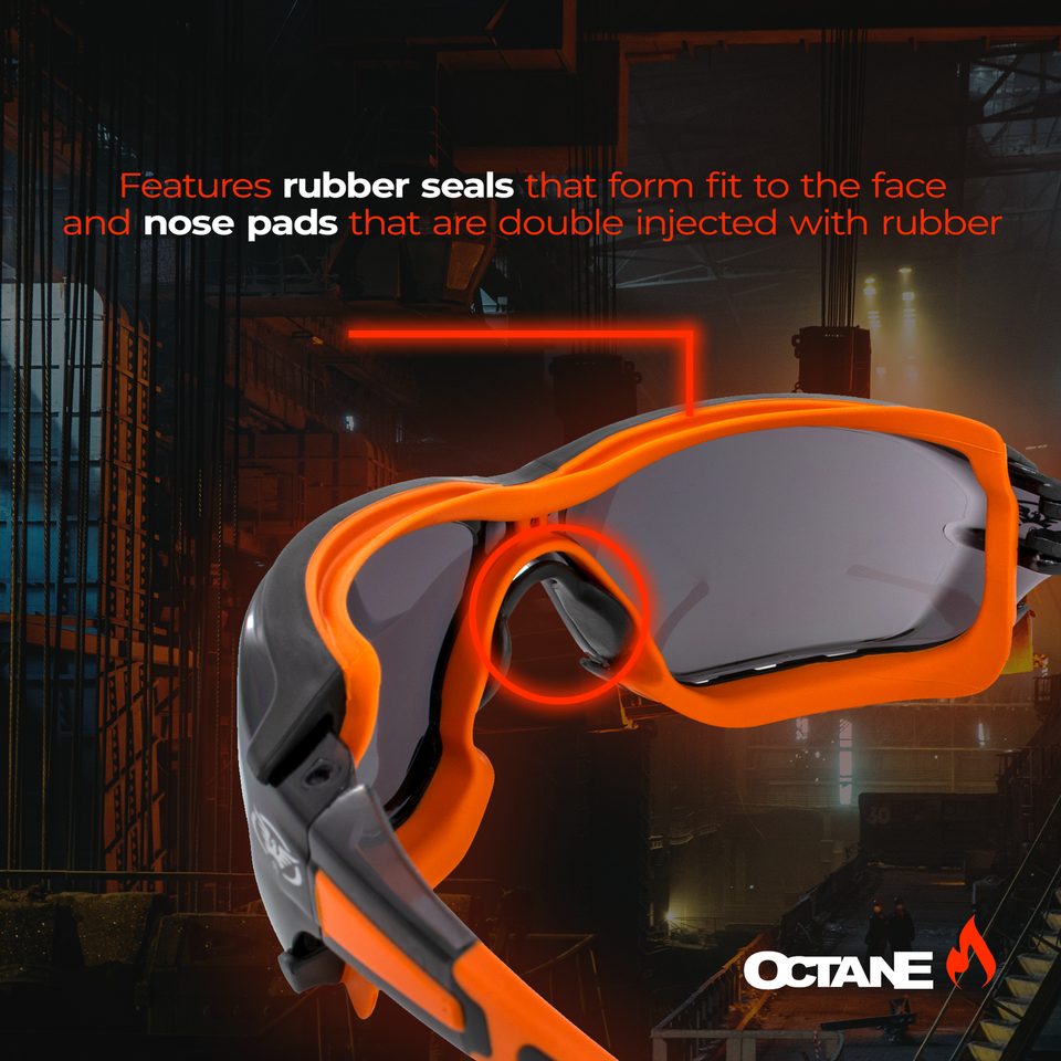 Octane Motorcycle Riding Safety Glasses Orange Gasket 1 Clear and 1 ...
