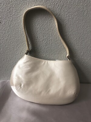 SATIN CLUTCH HANDBAG PURSE with Strap & Snap Closure Pearl Color Inside ...