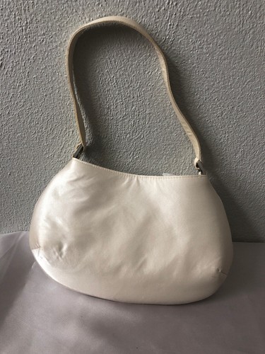 SATIN CLUTCH HANDBAG PURSE with Strap & Snap Closure Pearl Color Inside ...