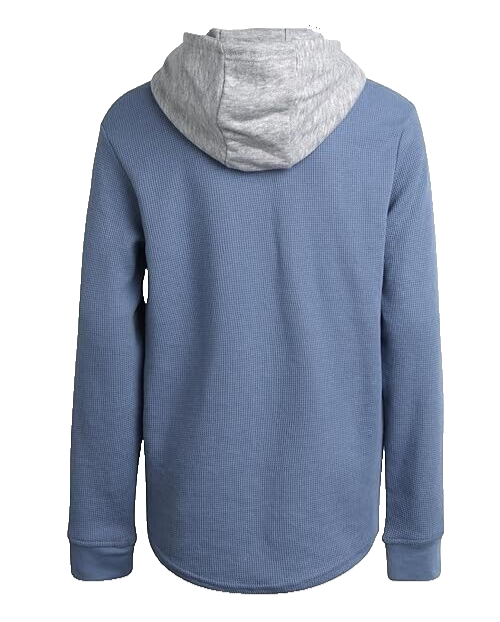 NWT $40 Boy VOLCOM BB Stone Dyed LS Waffle Knit Hoodie Tee Shirt Blue M ...