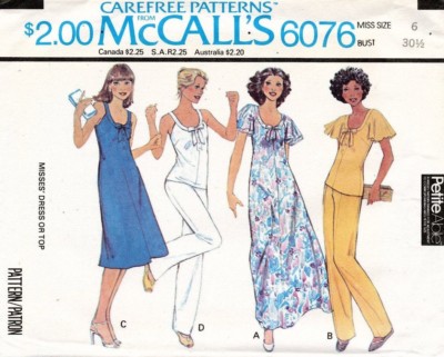 1970's VTG McCall's Misses' Dress or Top Pattern 6076 Size 6 UNCUT ...