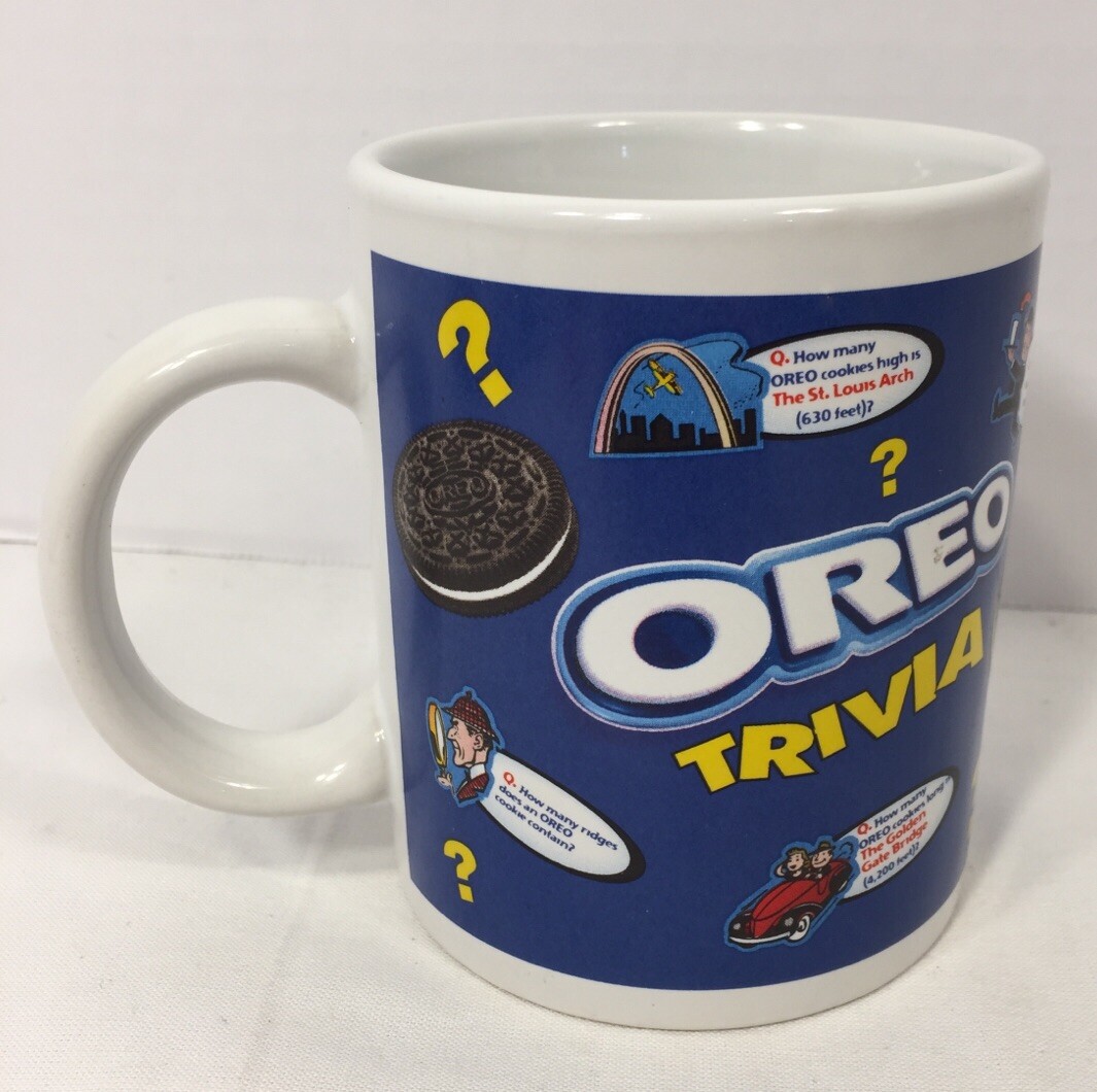 Oreo Collectable Coffee Mug Trivia Cup Nabisco Cookies Blue White ...