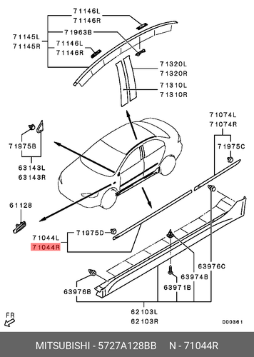 Genuine OE Mldg Front Door Protect 5727A128BB for Mitsubishi 5727A ...