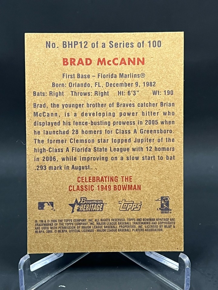 2006 Bowman Heritage Brad McCann Card # BHP12 | eBay