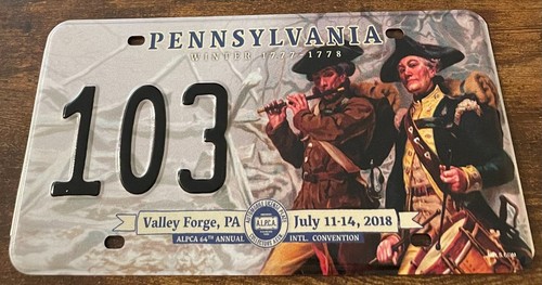 2018 ALPCA Convention Valley Forge PA Booster License Plate 103 ...