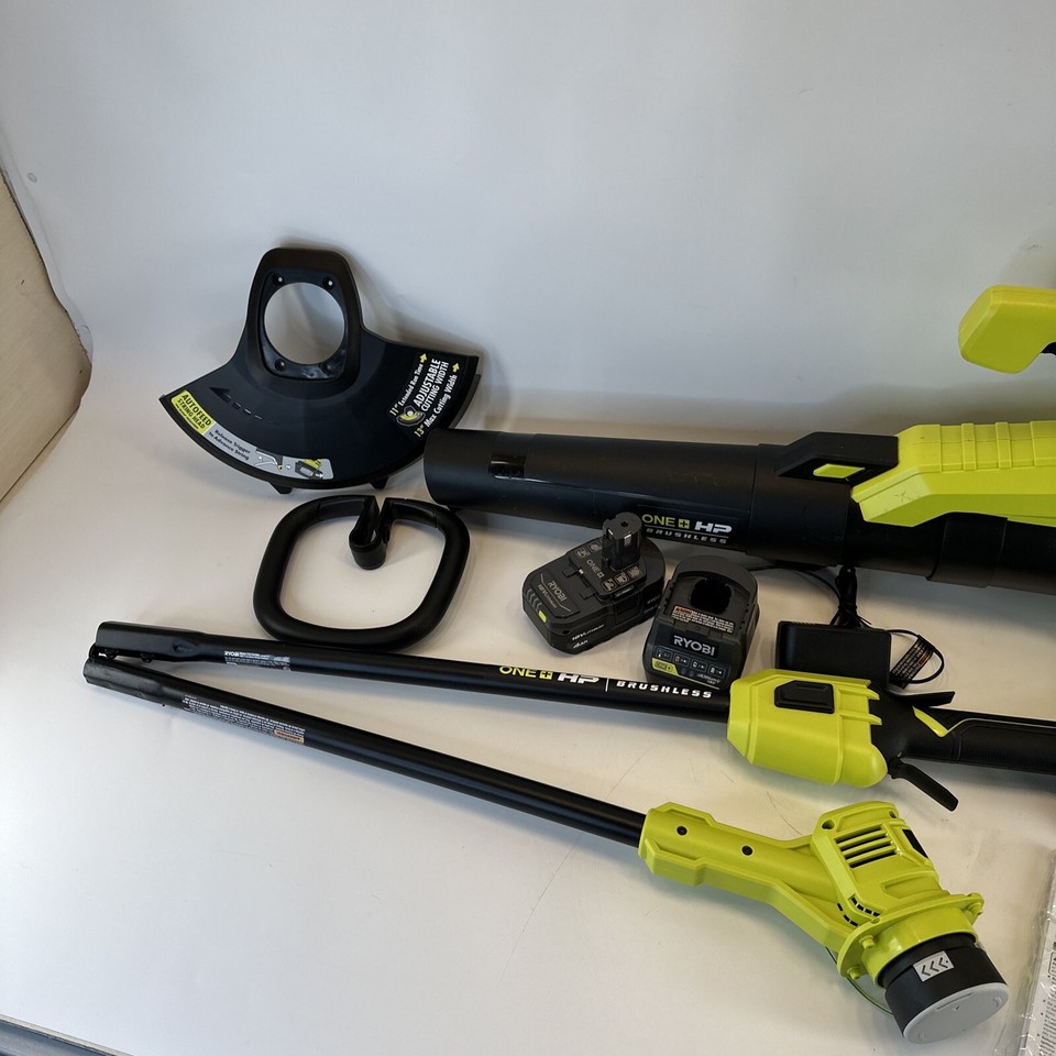 Cordless 13” String Trimmer Edger & Jet Fan Blower Kit P20121 RYOBI ...