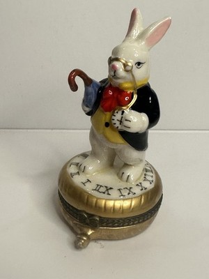 Alice In Wonderland White Rabbit Clock Pocket Watch Porcelain Hinged ...