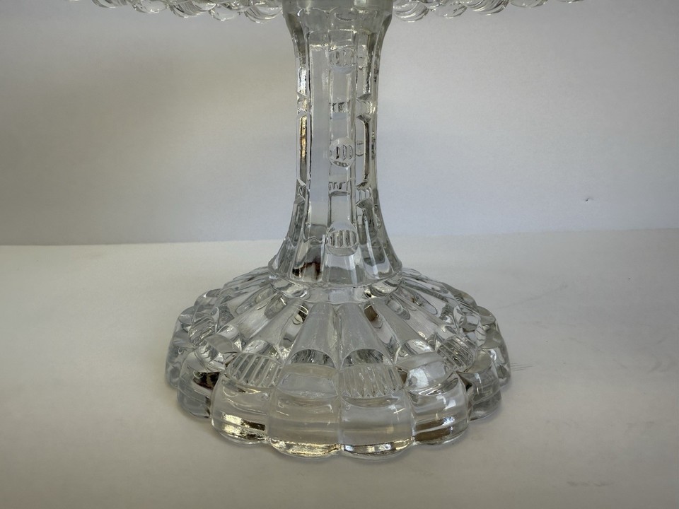 Cut Log EAPG Greensburg Antique Glass Cake Stand 9” Wide 6 1/4” Tall | eBay