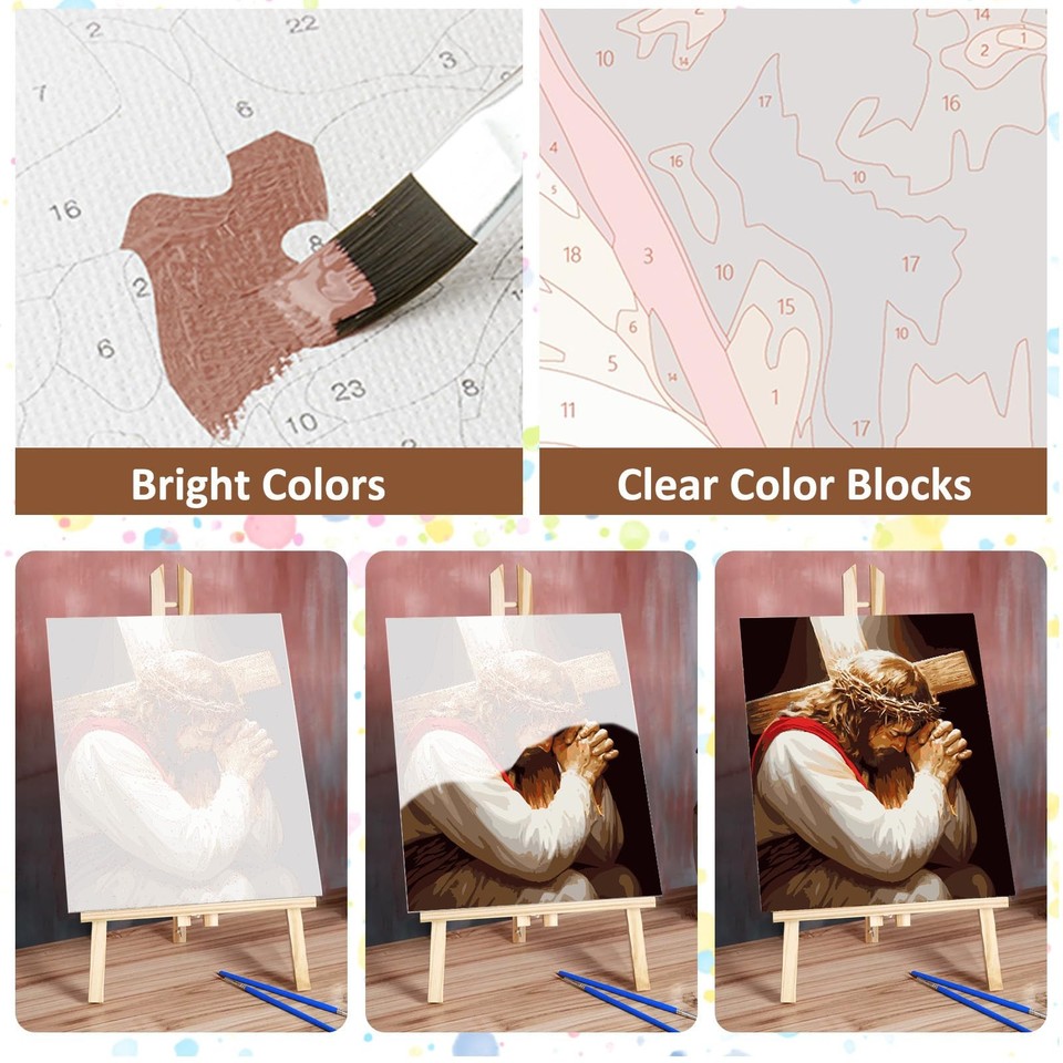 Jesus Prayer Paint by Numbers Kit for Adults, Easter Cross Paint by ...