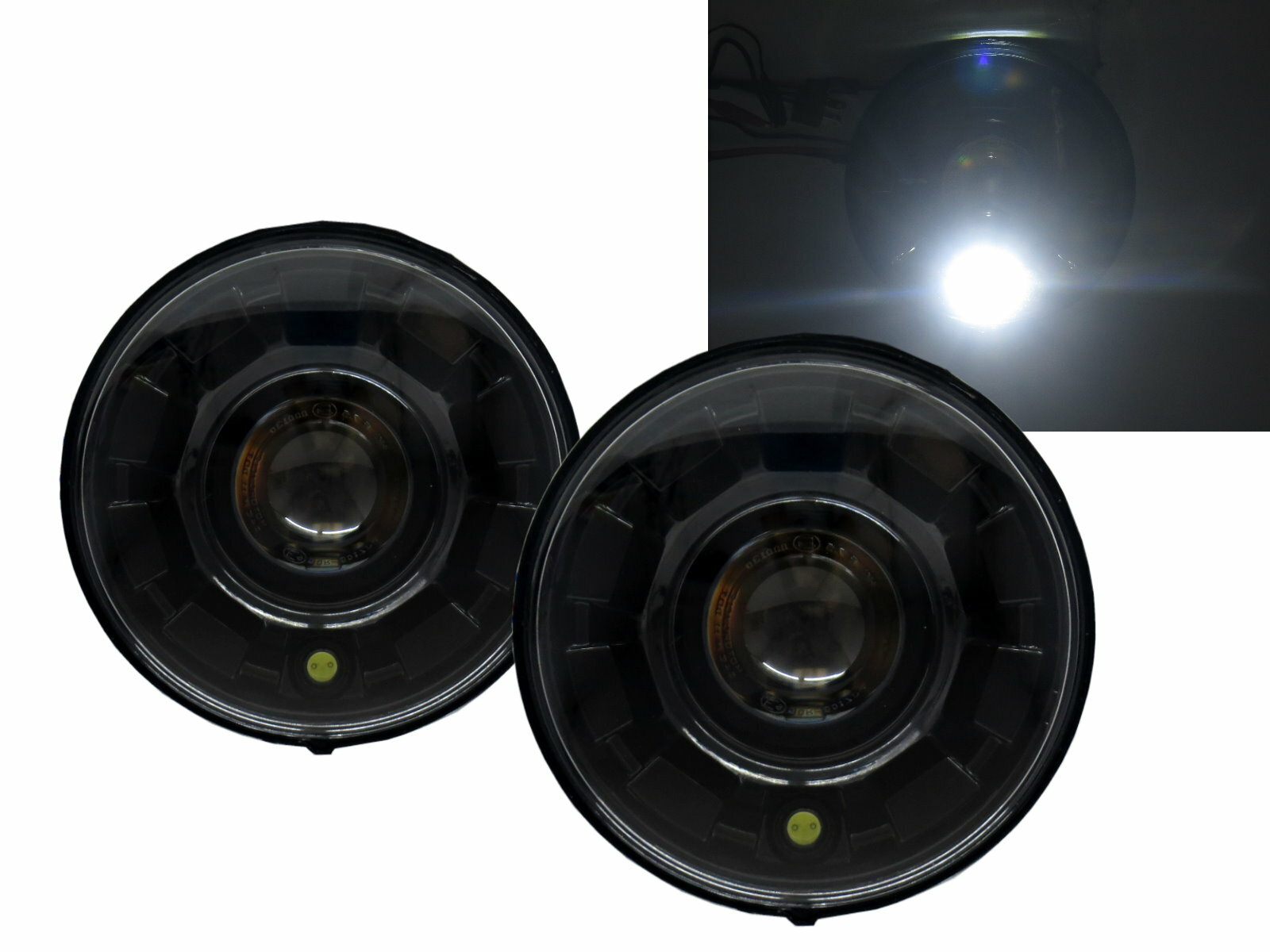 LED 7 inch Round Projector Headlight Black V2 for Universal LHD | eBay