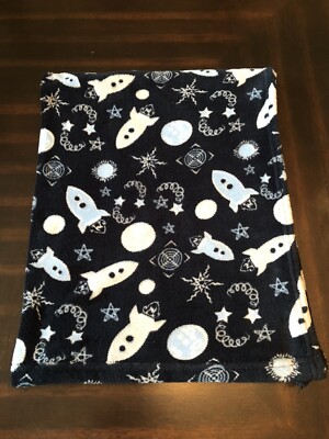 Baby Kiss Space Blanket • Navy Blue White • Boy • Rocket Ships ...