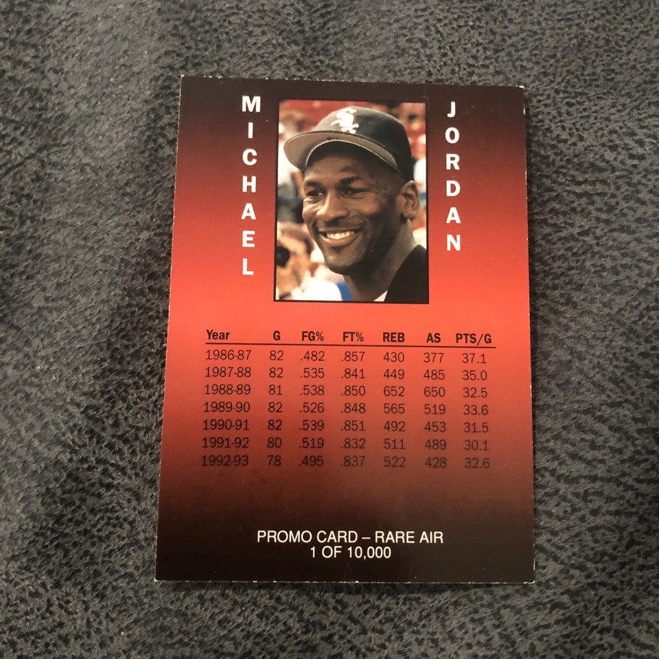1993 Rare Air Promo Card Michael Jordan Barons White Sox Gold /10000 ...