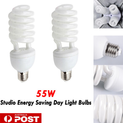 55W E27 5500K CFL Photography Bulbs Energy Saving Daylight Globe Studio ...