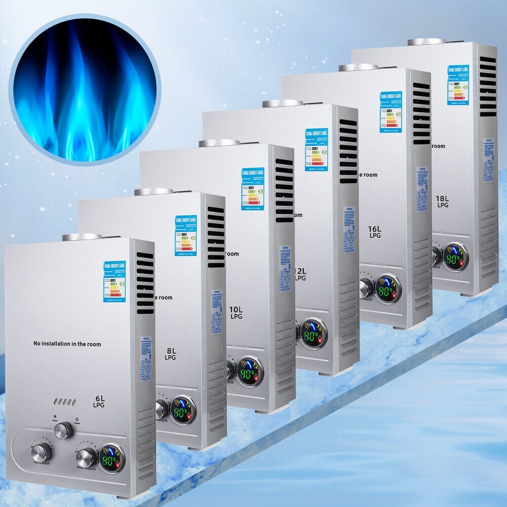 🔥 VEVOR 6L-18L LPG Propane Hot Water Heater Tankless Instant Boiler RV ...