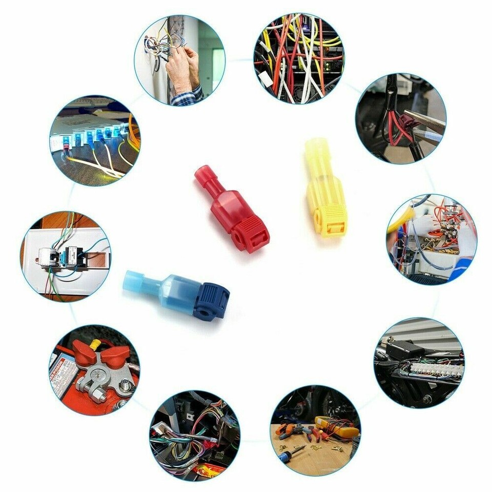 240Pcs Quick Splice T-Tap Insulated Crimp Terminals Kit Spade Wire ...