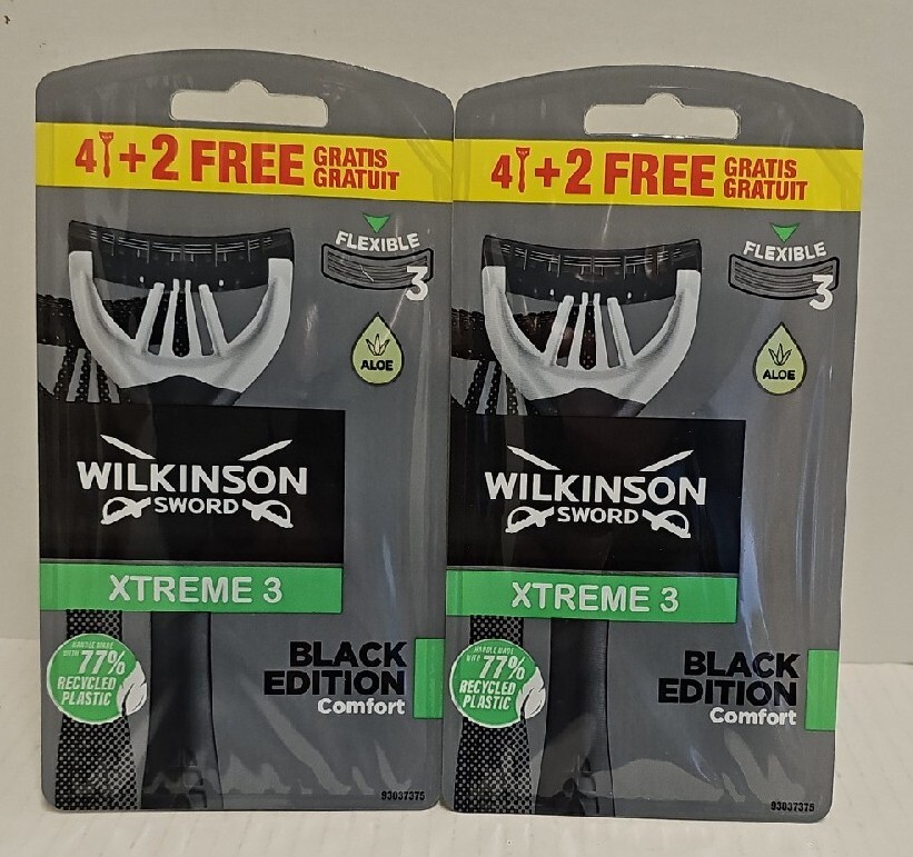wilkinson sword xtreme 3 disposable razors black edition 6 pk x 2 = 12 ...