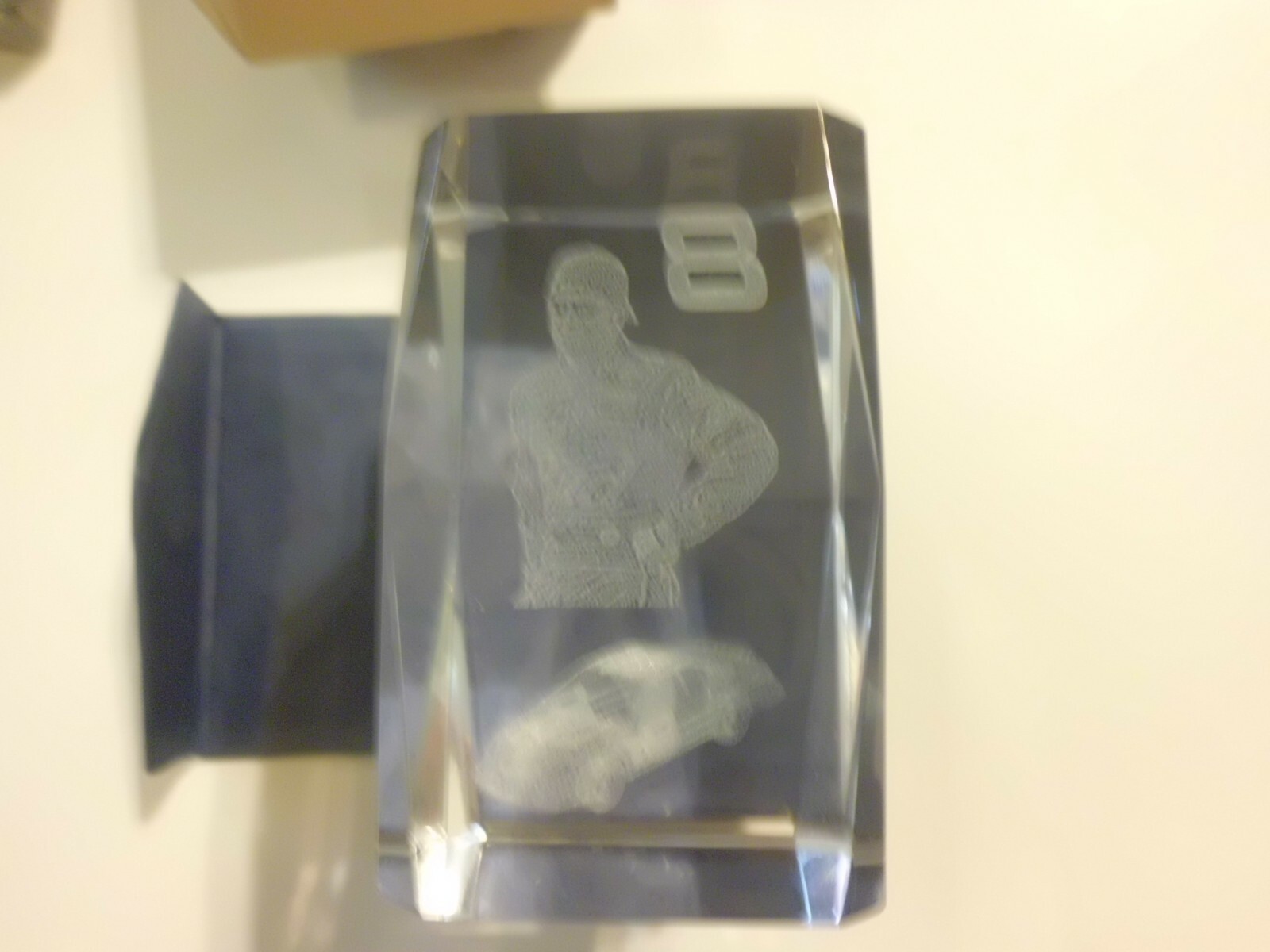 Dale Earnhardt Jr Glass Cube 3X2X2 internal etched in the box great ...