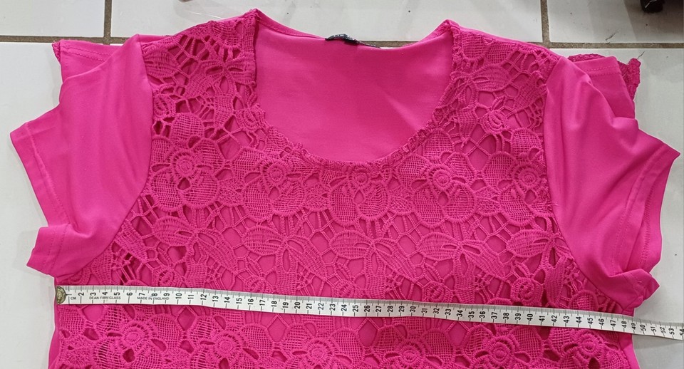 Liz JORDON Medium Pink Top Guipure Front Stretch Material Back | eBay ...