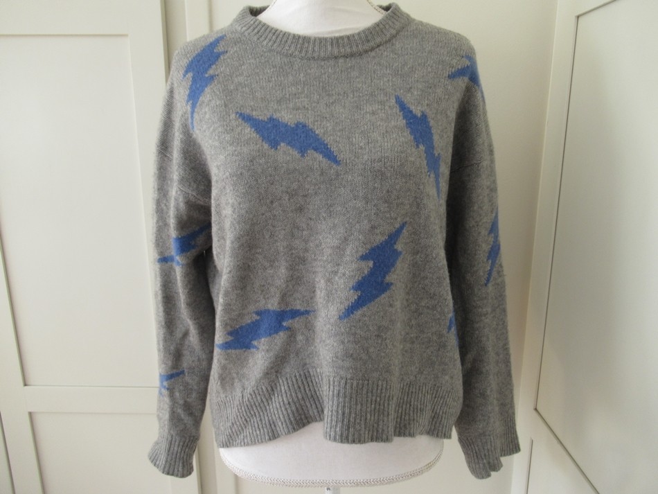 Zadig & Voltaire 100% Cashmere Lightning Bolt Markus Flash Sweater - XS ...