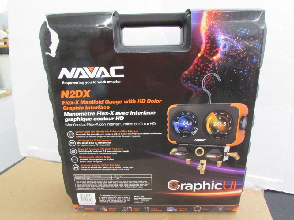 NAVAC N2DX Flex-X Manifold Gauge with HD color graphic interface *NEW ...