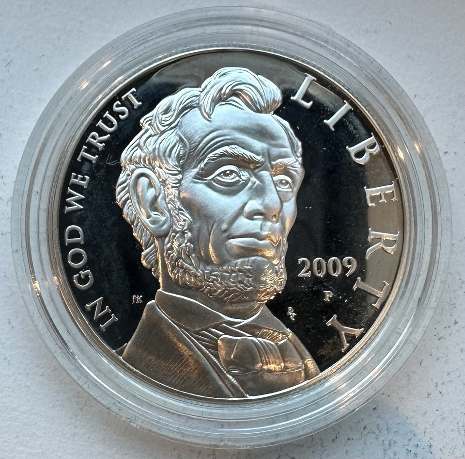 2009-P Abraham Lincoln Commemorative Silver Dollar Proof w/ COA & Box ...