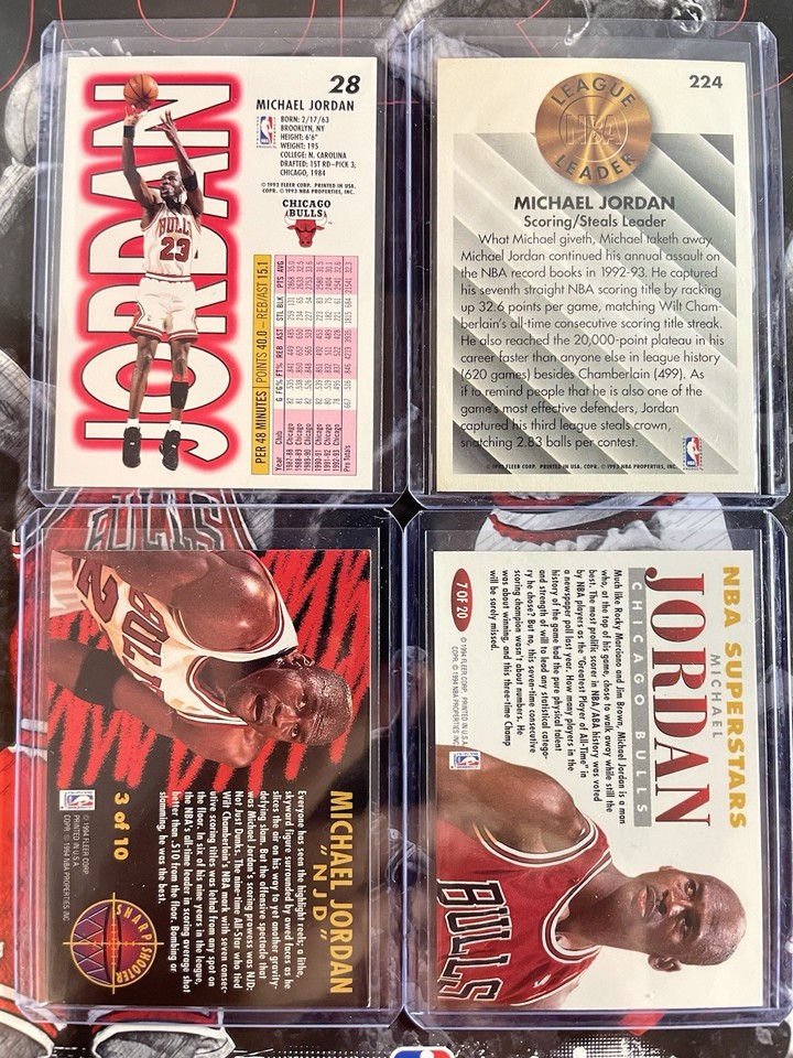 Michael Jordan 1993-94 Fleer Sharp Shooters #3 NBA Superstars 4 Card ...