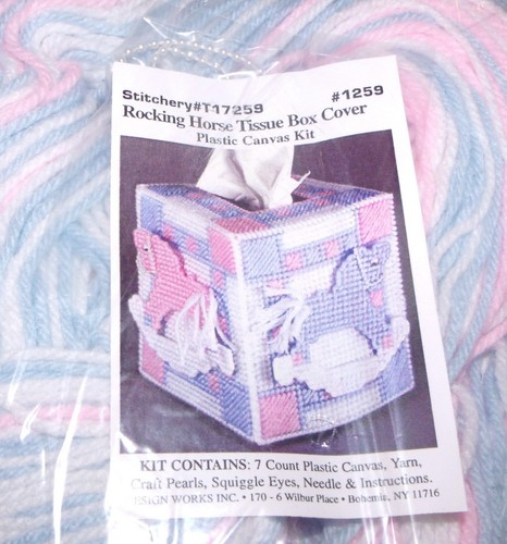 Design Works ROCKING HORSE for Baby Tissue Box Cover Plastic Canvas Kit ...