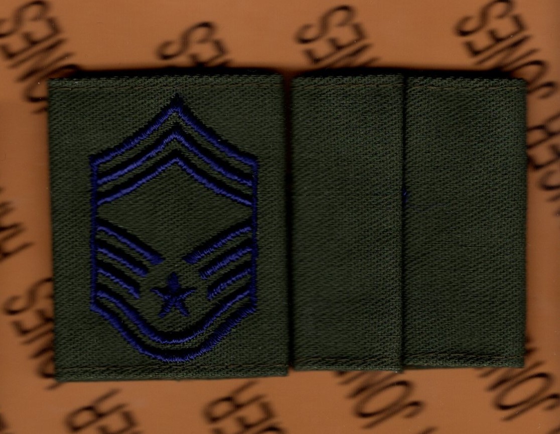 USAF AIR FORCE CHIEF MASTER SERGEANT CMSgt E-9 OD Green Slip on rank ...
