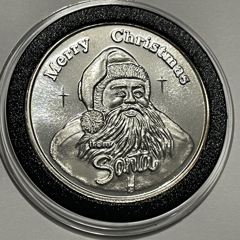 Merry Christmas From Santa Holiday Coin 1 Troy Oz .999 Fine Silver ...