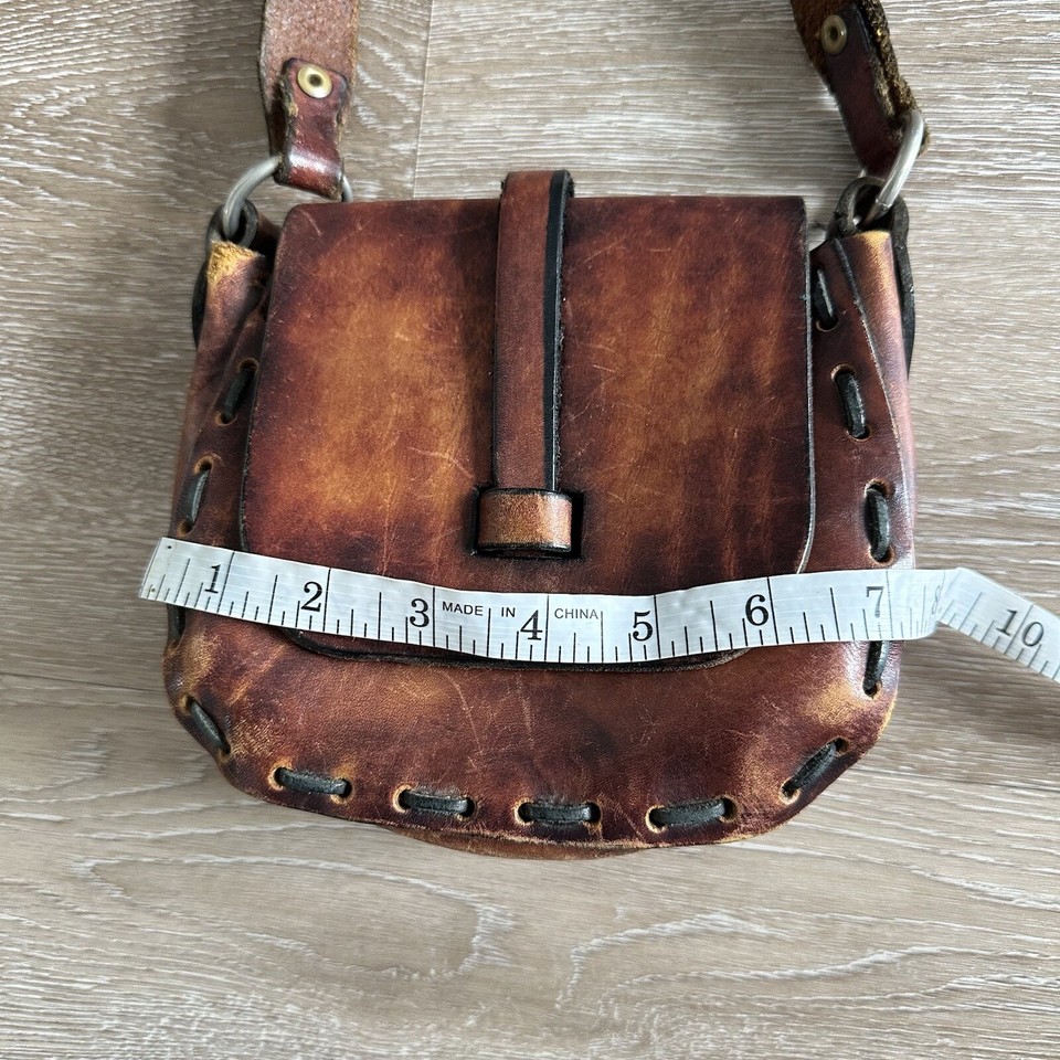 Vintage 60’s,70's Hard Leather Saddle Bucket Shoulder Bag Purse Boho ...