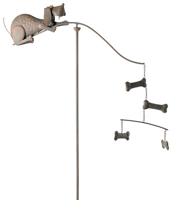 Metal Puppy Dog Doggy with Bones Balancer Rocker Yard Stake Wind ...
