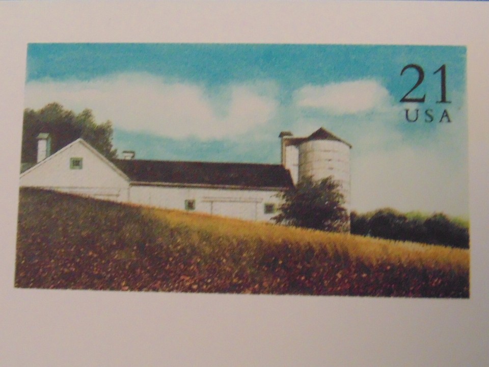 USPS 21 Cent Postcard - Mint - 2000 - WHITE BARN FARM COUNTRY SCENE ...
