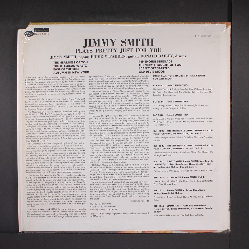JIMMY SMITH: plays pretty just for you BLUE NOTE 12" LP 33 RPM | eBay