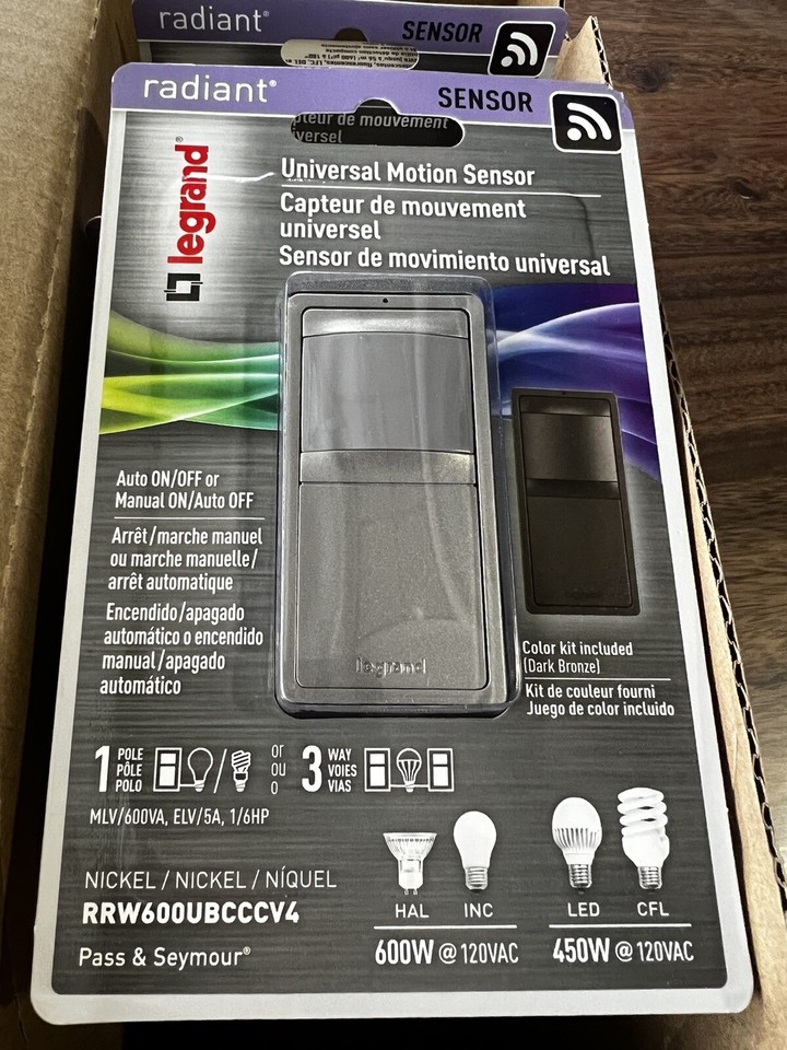 4x Legrand Radiant Universal motion Sensor Single pole Or 3 Way Light ...