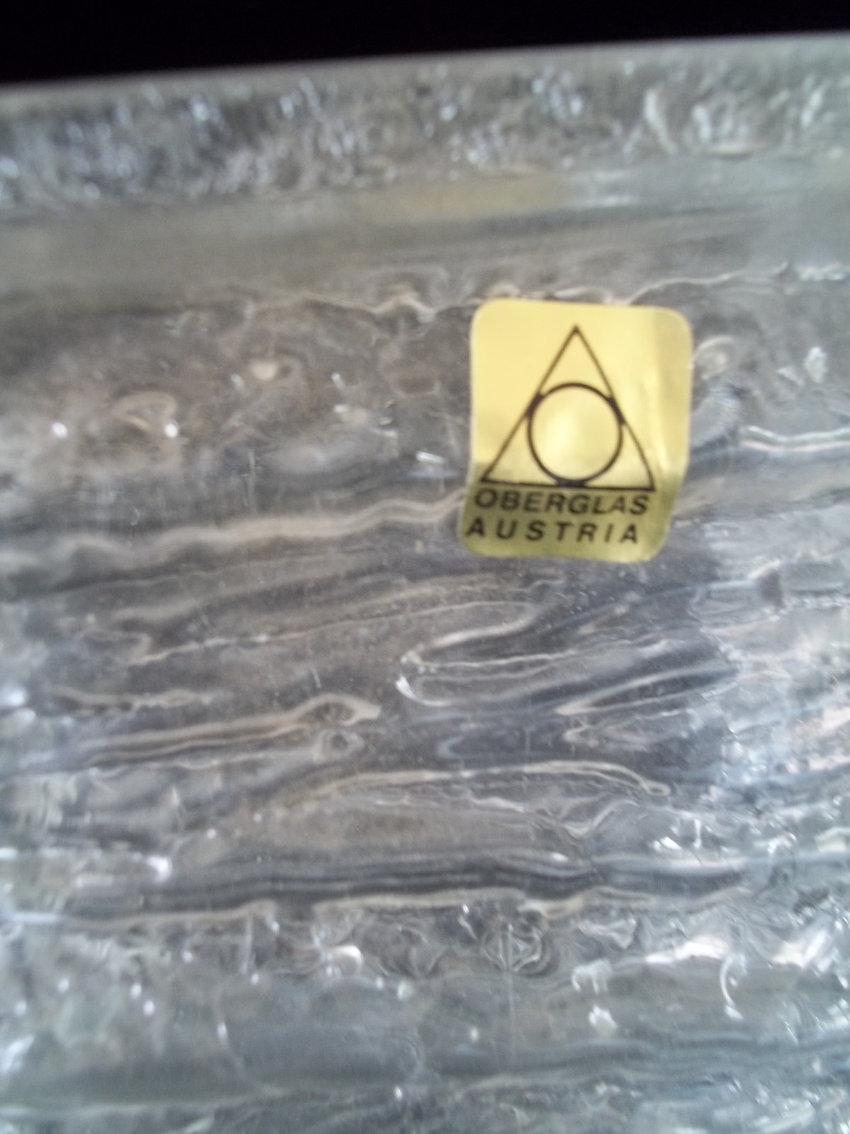 Oberglas Austria Art Glass 8" Vase Ice Cube style Textured Clear ...