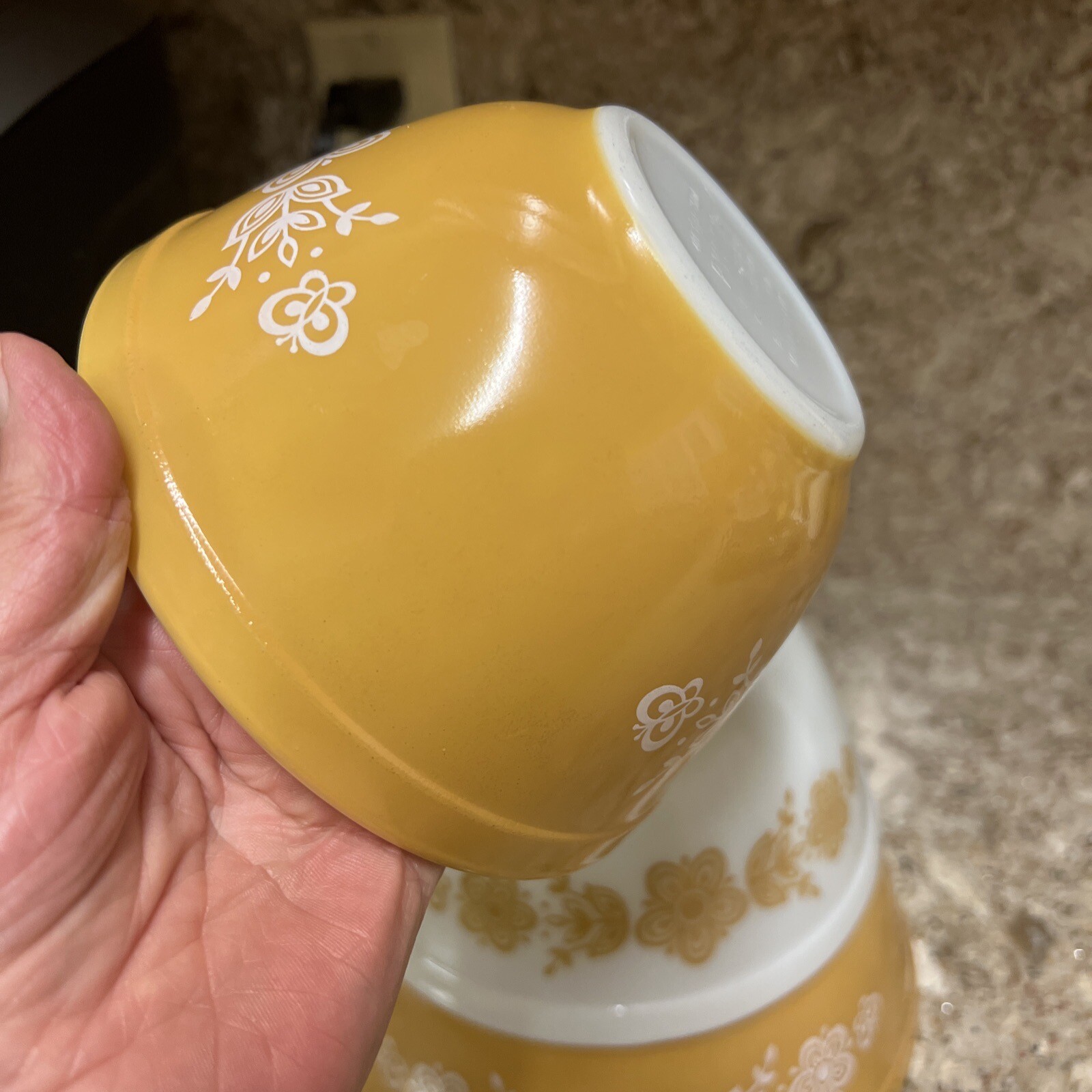 VTG 70s Pyrex Mixing Bowls Butterfly Gold Nesting Mixing Set 401, 402 ...