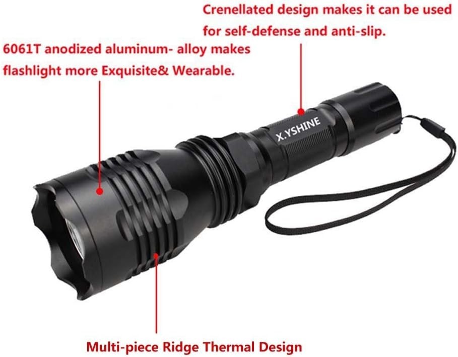 LED Hunting Flashlight, HS-802 250 Yards Cree Coyote Hog Red Light ...