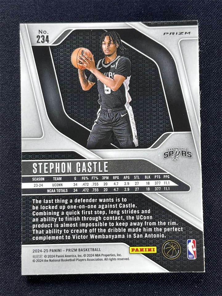 2024-25 Panini Prizm Stephon Castle #234 Orange Cracked Ice Prizm ...